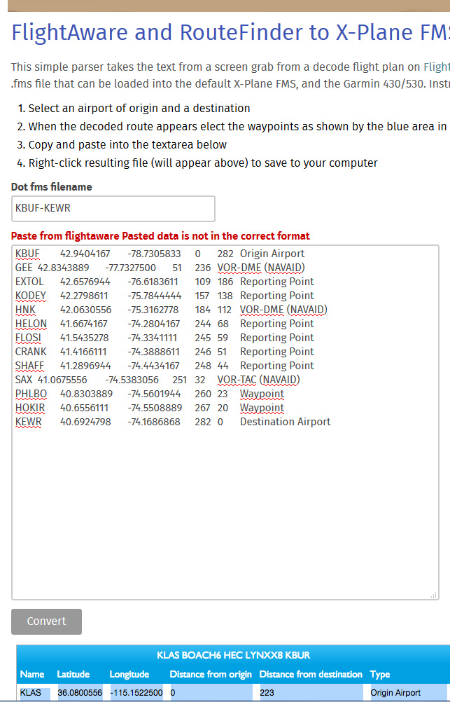 Try this simple tool to convert FlightAware plans to .fms - General X ...